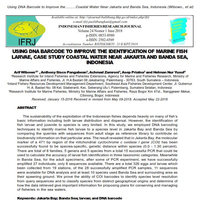 USING DNA BARCODE TO IMPROVE THE IDENTIFICATION OF MARINE FISH 2018 ...